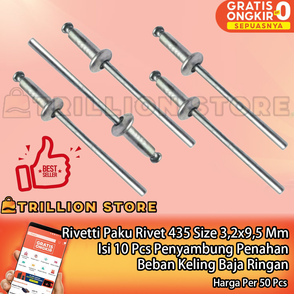 Jual Rivetti Paku Rivet 435 Size 3,2x9,5 Mm Isi 50 Pcs Penyambung ...