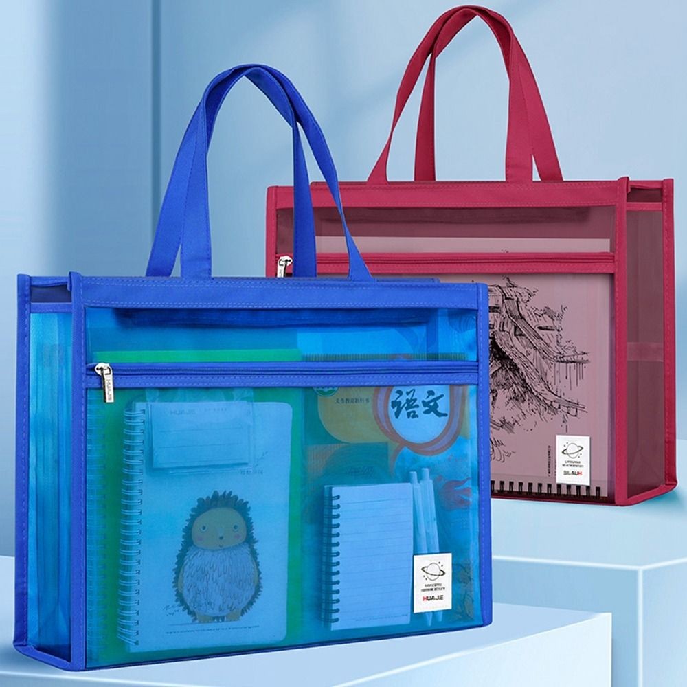 Jual Large A3 File Bag Carry Book 8k Transparent Grid File Portable ...