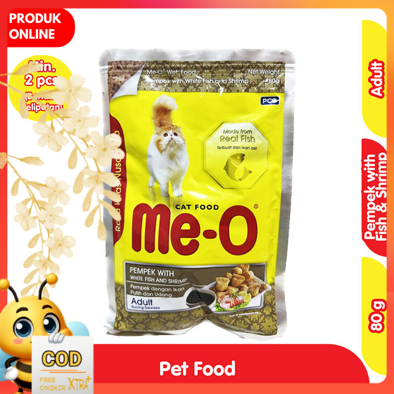 Jual Me-O Adult Makanan Kucing Basah Rasa Pempek Ikan & Udang 80 g ...