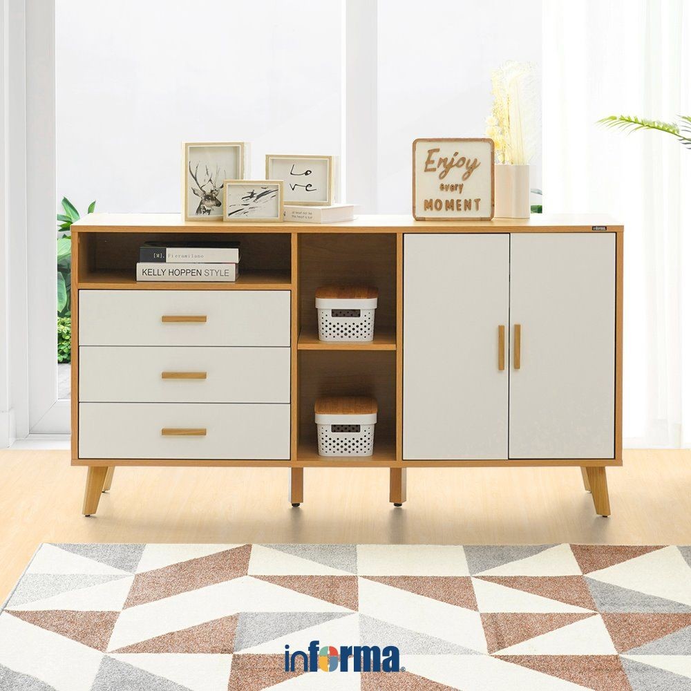 Jual Informa Grecia Kabinet 2 Pintu Dengan 3 Laci - Putih Oak Lemari ...