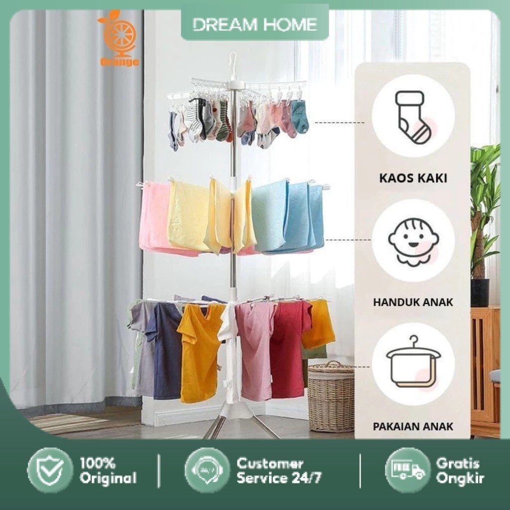 Jual Dreamhome Jemuran Menara Rak Jemuran Baju Lipat Rak Susun Handuk ...