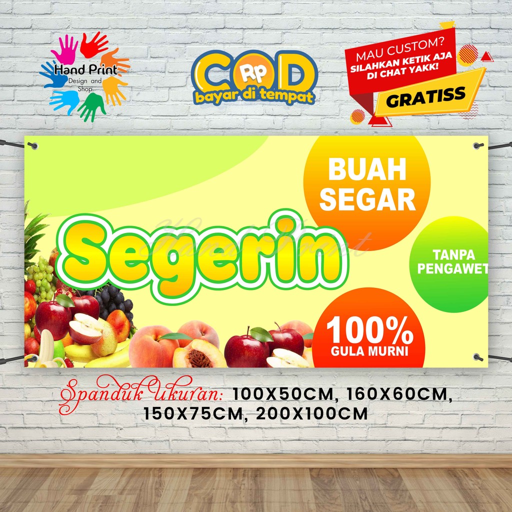 Jual Cetak Spanduk Banner Buah Segar MMT Spanduk Custom 200x100 ...