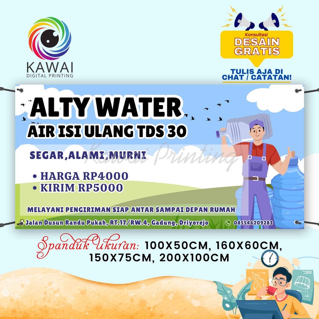Jual Spanduk Banner MMT Toko Isi Ulang Air Rekuest 200x100 Cm | Shopee ...