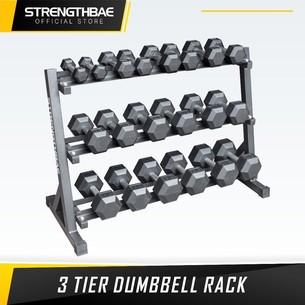 Jual Dumbbell Rack STRENGTHBAE 3 Tier Rak Hex Dumbel Dumbbel Dumbell ...