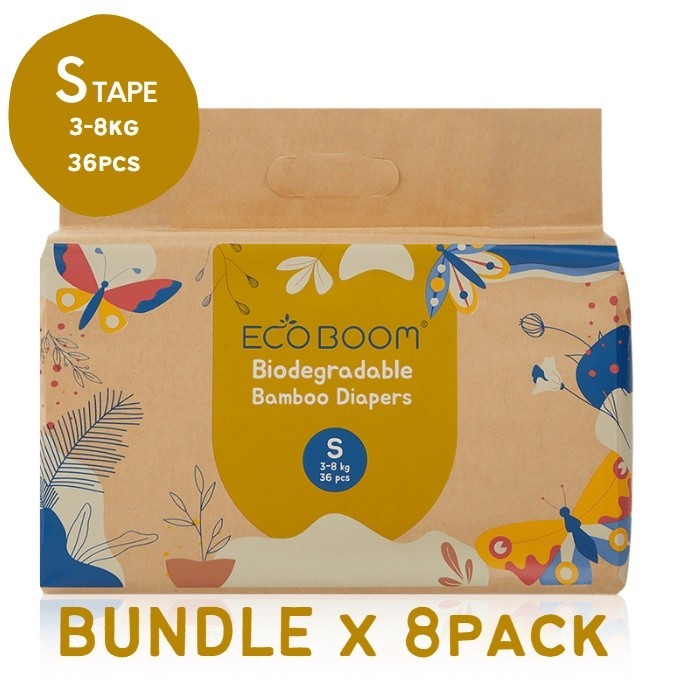 Jual [8 Packs] Eco Boom Bamboo Diaper S36 - Popok Tape Eco Friendly Diaper | Shopee Indonesia