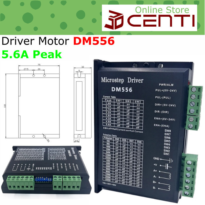 Jual Driver Motor Stepper 42 57 86 DM556 DM 556 High Current Peak 5.6A ...
