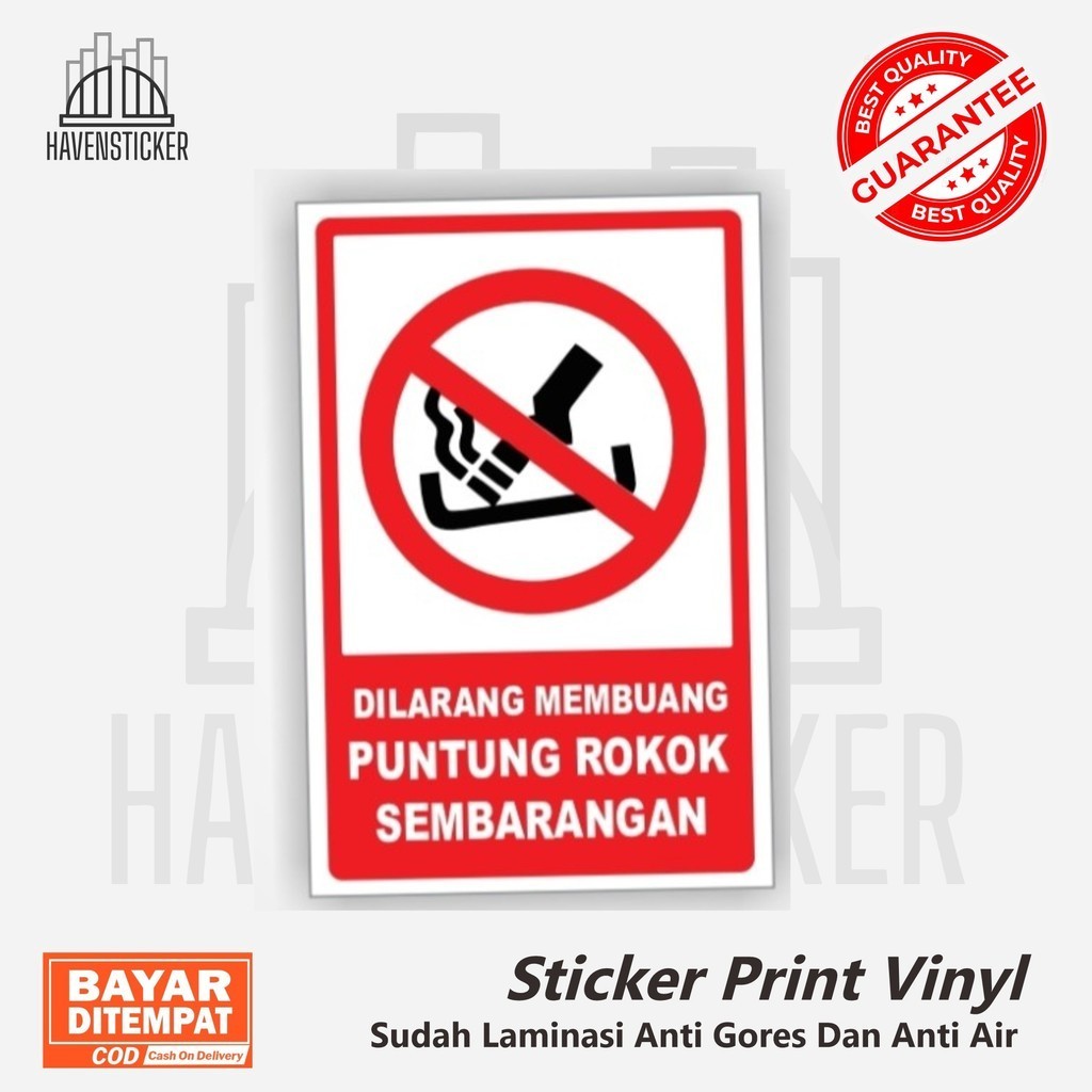 Jual Stiker Vinyl Dilarang Membuang Puntung Sembarangan sticker anti ...
