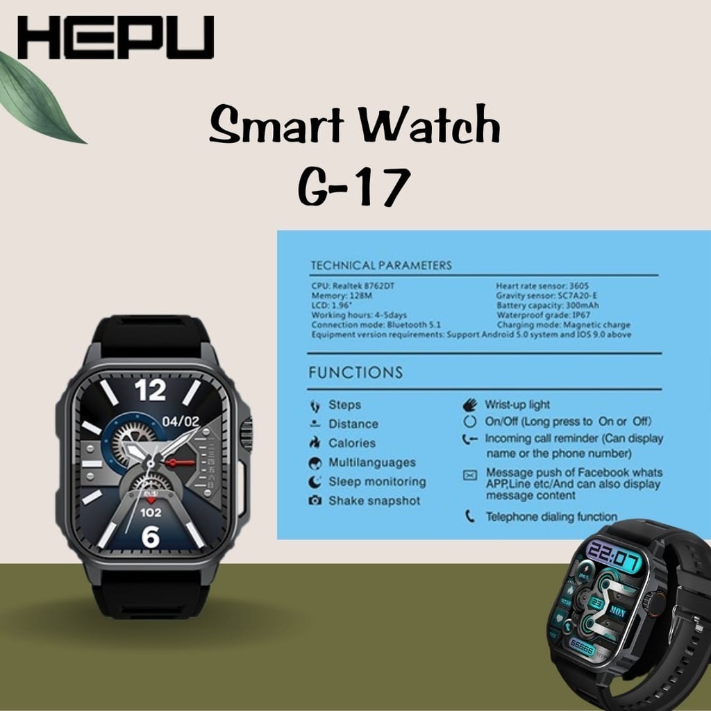 Jual HEPU Jam Tangan Pintar Smartwatch HP-G17/ Sports Mode Watch/ IP67 ...