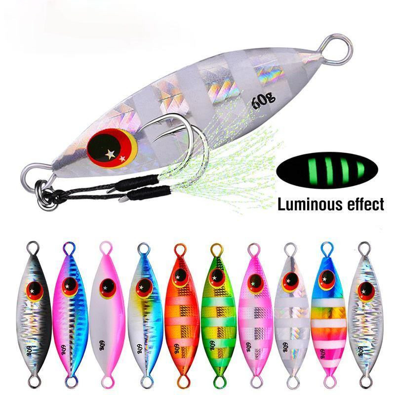 Jual LUC 1Pcs 10-60g Metal Slow Jig 10Colors Heavy Sinking Minnow 3D Eyes Laser Fishing Bait 5-8 ...