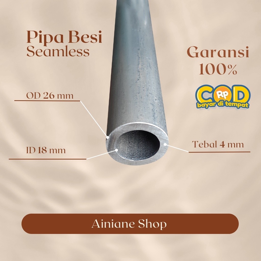 Jual Pipa besi seamles Tebal 4 MM 3/4 Inch panjang 100Cm | Shopee Indonesia