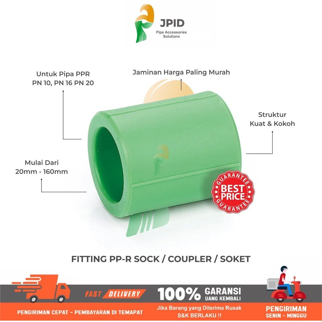 Jual Coupler PPR 90 mm | Sok PPR 90 mm | Socket PPR 90 mm ~ 3" Inci | Shopee Indonesia
