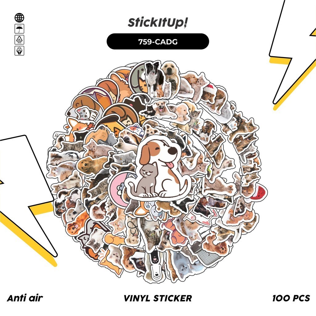 Jual COD 100 Pcs Stiker Pack Kucing dan Anjing Lucu Aesthetic Vynil ...