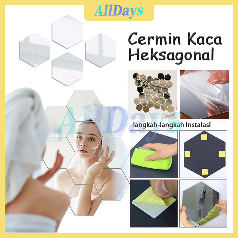 Jual Stiker Cermin Dinding Anti Pecah Tempel Hexagonal/Sticker PVC ...