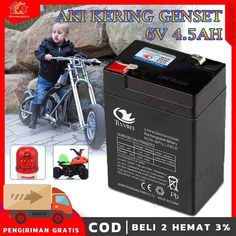 Jual Baterai Aki Kering 6V 4,5Ah +level baterai / 6v 12ah Baterai UPS Battery Lampu Emergency ...