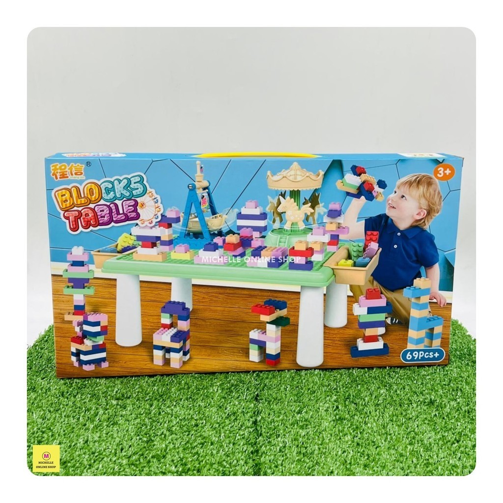 Jual Mainan Blocks Edukasi Anak Block Meja Balok Susun - Building Table ...
