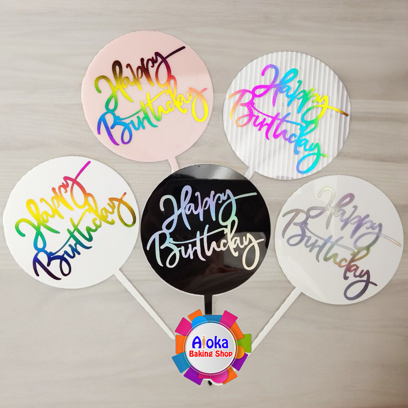 Jual Topper Happy Birthday Bulat Akrilik / Tusukan Hiasan Kue Ulang ...