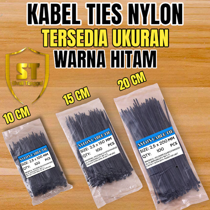 Jual [100 PCS] KABEL TIES / TALI PENGIKAT BAHAN NYLON WARNA HITAM 1 ...