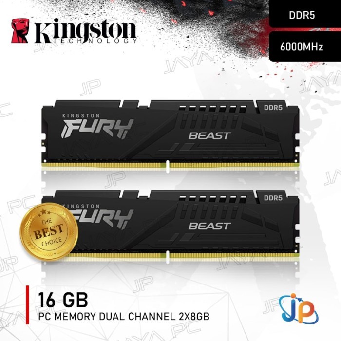 Jual Memory Kingston Fury Beast PC48000 6000Mhz DDR5 16GB - 2x8GB Ram | Shopee Indonesia