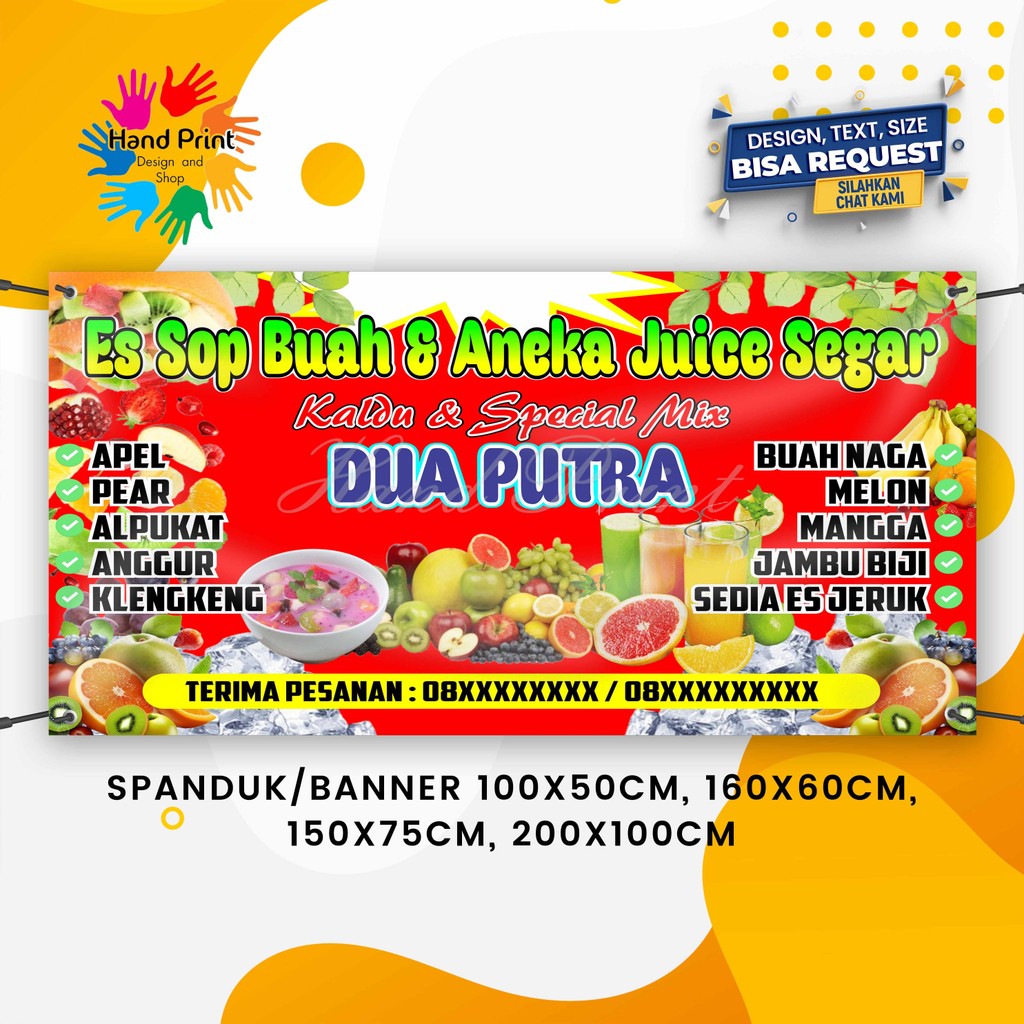 Jual Cetak Spanduk Banner Jualan Sop Buah Dan Jus Segar Merah MMT ...