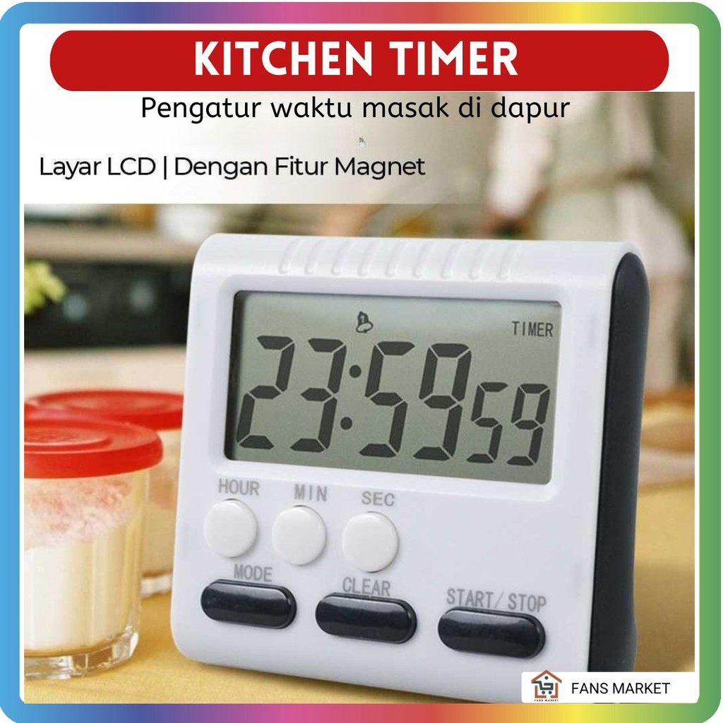 Jual Timer Masak Dapur Magnet Tempel Kulkas Layar LCD Magnetic Stand ...