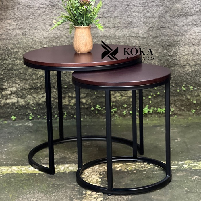 Jual Industrial Coffee Table Nesting Meja Tamu Susun Jati Modern Besi ...