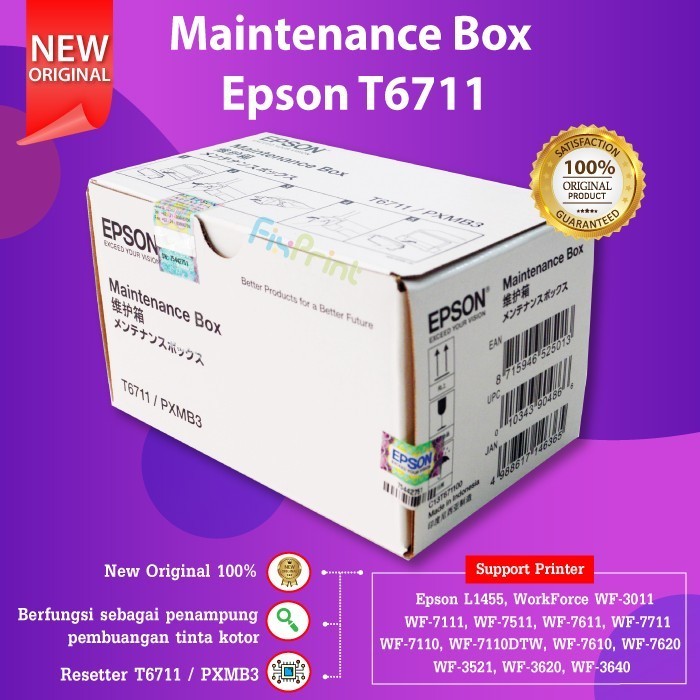 Jual Maintenance Box T6711 PXMB3 Ink Pad Epson L1455 WF7611 WF7711 ...