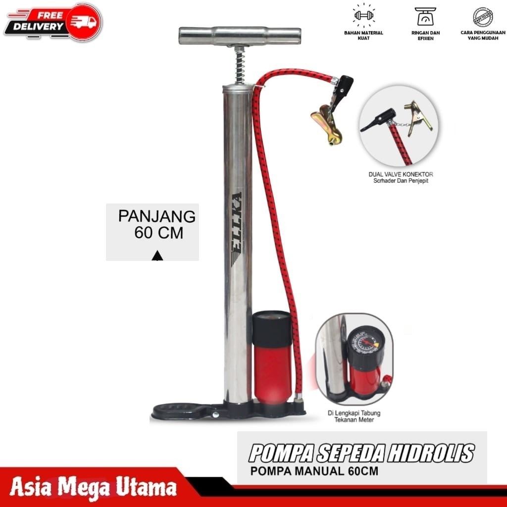 Jual Pompa Tabung Meter Ban Motor Sepeda Bola Manual Hidrolik | Shopee ...