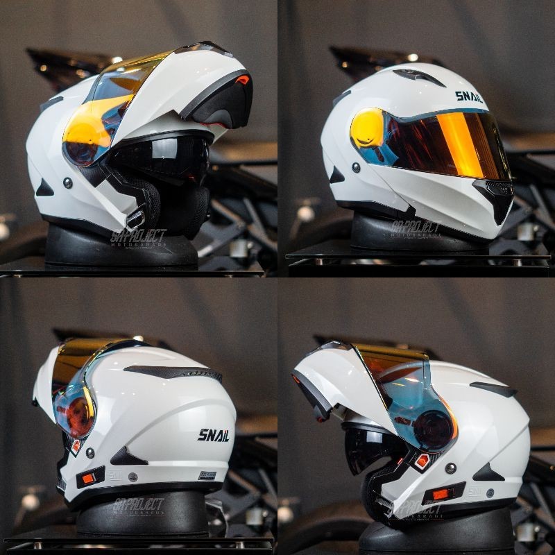 Jual Helm SNAIL M1 Modular White pearl | Shopee Indonesia