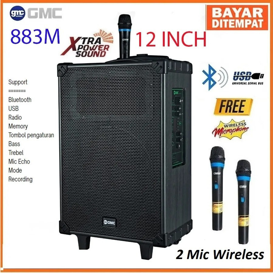 Jual Speaker GMC 883M 12 INCH Portabel/Ampli Meeting BLUETOOTH 12 inch free mic wireles 2pcs ...