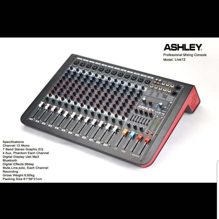 Jual MIXER ASHLEY LIVE12/LIVE 12 12 CHANNEL ( USB,BLUETOOTH,MP3 ...
