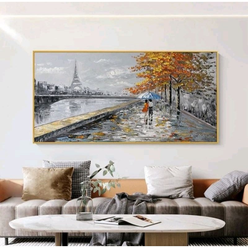 Jual Lukisan dinding ruang tamu kota paris hiasan dinding modern ...