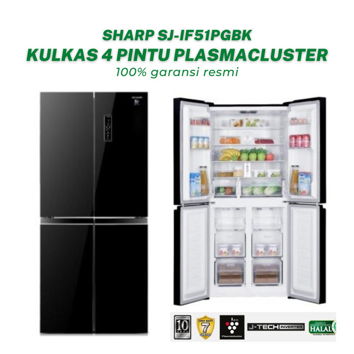 Jual promo toko kulkas 4 pintu sharp sj if51pg bk side by side inverter ...