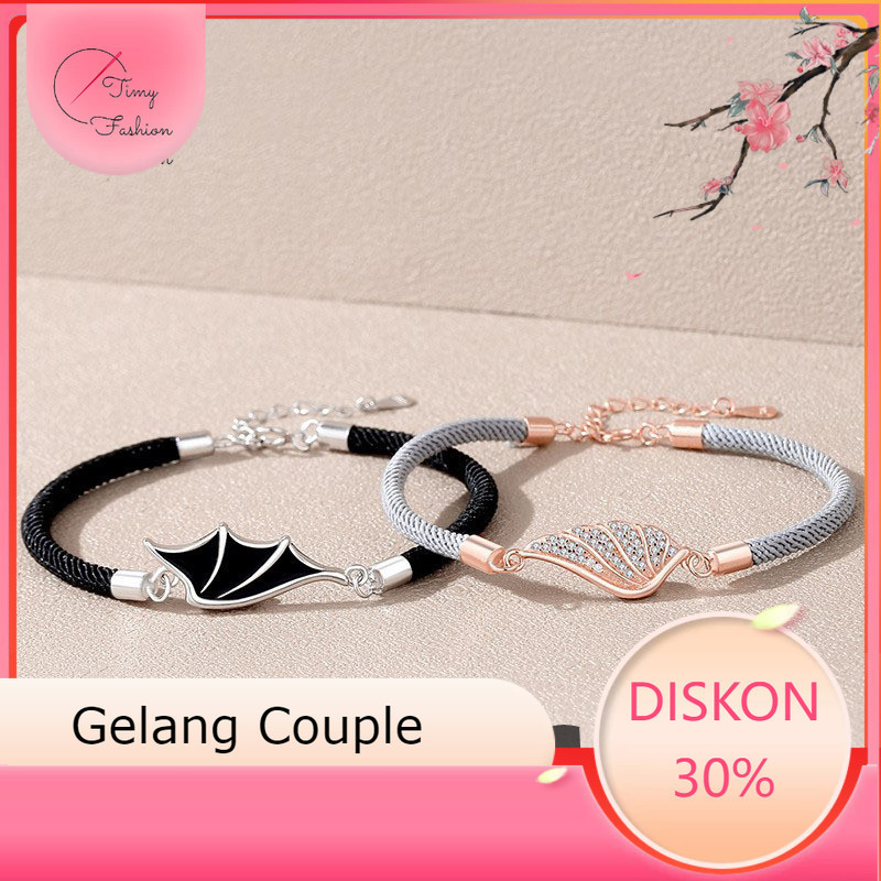 Jual Gelang Couple WINGS Gelang Pasangan Minimalis Titanium Hitam Dan ...