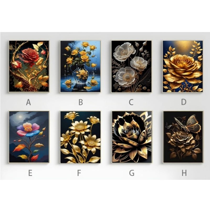 Jual Hiasan Dinding Gambar Bunga Ukuran A4, Dekorasi dinding kamar ...