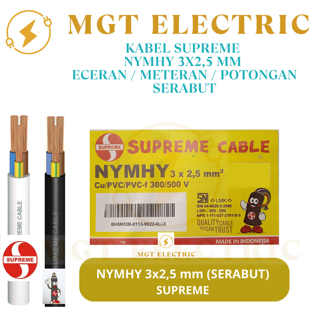 Jual KABEL NYMHY 3X2.5 3X2,5 SUPREME ECERAN / METERAN / POTONGAN ...
