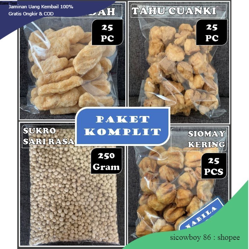 Jual Paket KOMPLIT Toping Baso Aci (Cuanki Lidah, Tahu Cuanki, Siomay ...
