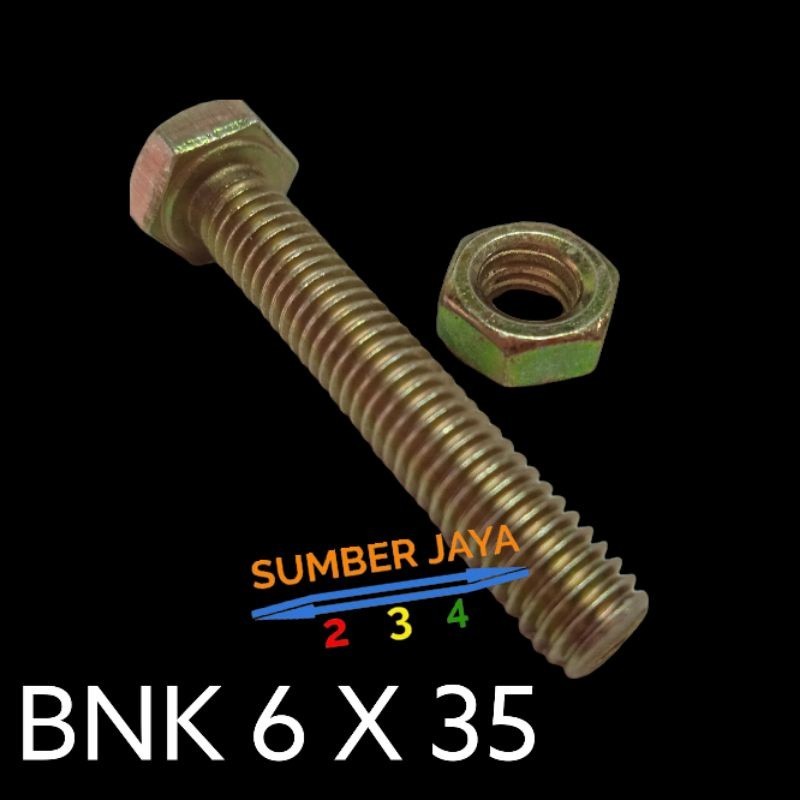 Jual BAUT MUR 6 X 35 KUNING BMK | Shopee Indonesia