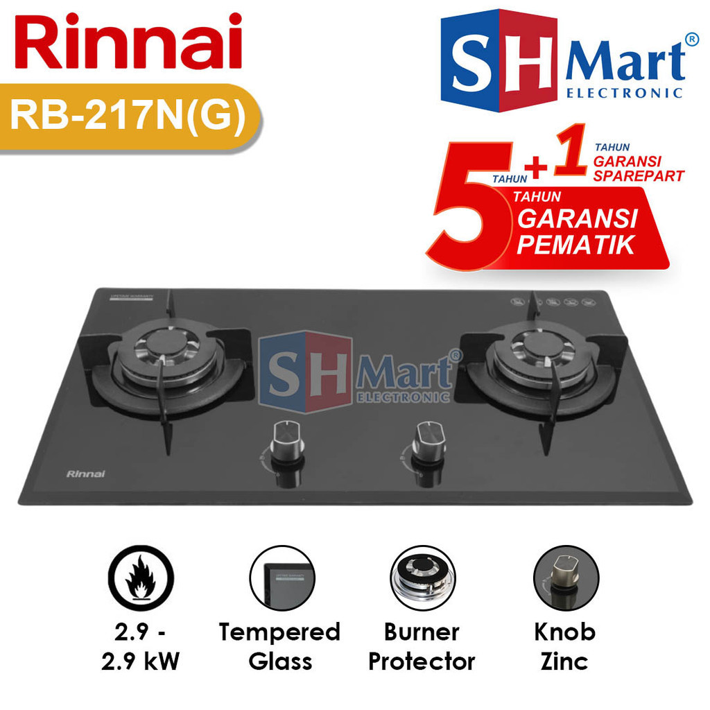 Jual KOMPOR GAS TANAM RINNAI 2 TUNGKU 70 CM RB-217N(G) / RB217NGB GARANSI RESMI | Shopee Indonesia