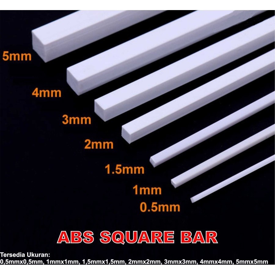 Jual Pipa Kotak Padat / ABS Square Bar / Stick Plastik (0,5-5mm) 50cm | Shopee Indonesia