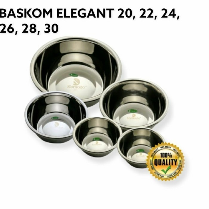 Jual BASKOM ELEGANT KOMODO STAINLESS STEEL TEBAL 20, 22, 24, 26, 28, 30 CM - 30 cm | Shopee ...