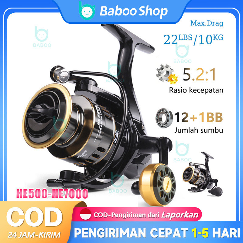Jual reel pancing alat pancing asli besi fishing reel 10kg drag 5.2:1 ...