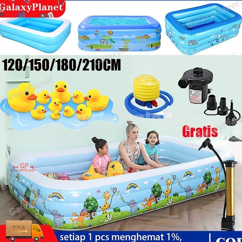 Jual kolam renang anak jumbo 2.1m+Pompa petak karet bahan tebal 2.1M ...
