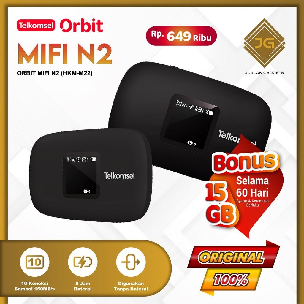 Jual Telkomsel Orbit MiFi N2 Modem HKM M22 FREE KUOTA 4G LTE BYPASS ...