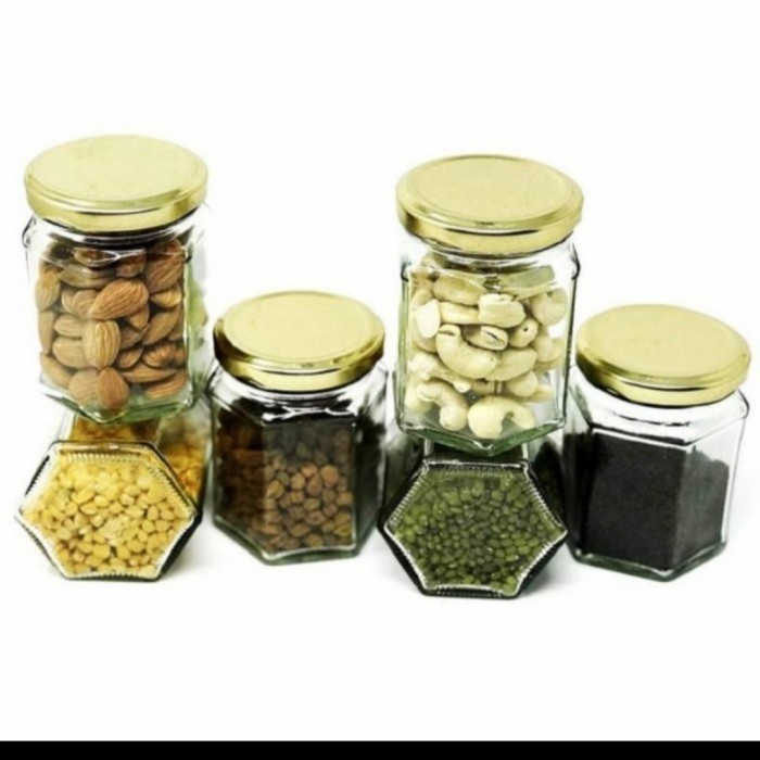 Jual Toples Hexagonal Segi Enam 280ML Tutup Putar Kedap Kuning Emas ...