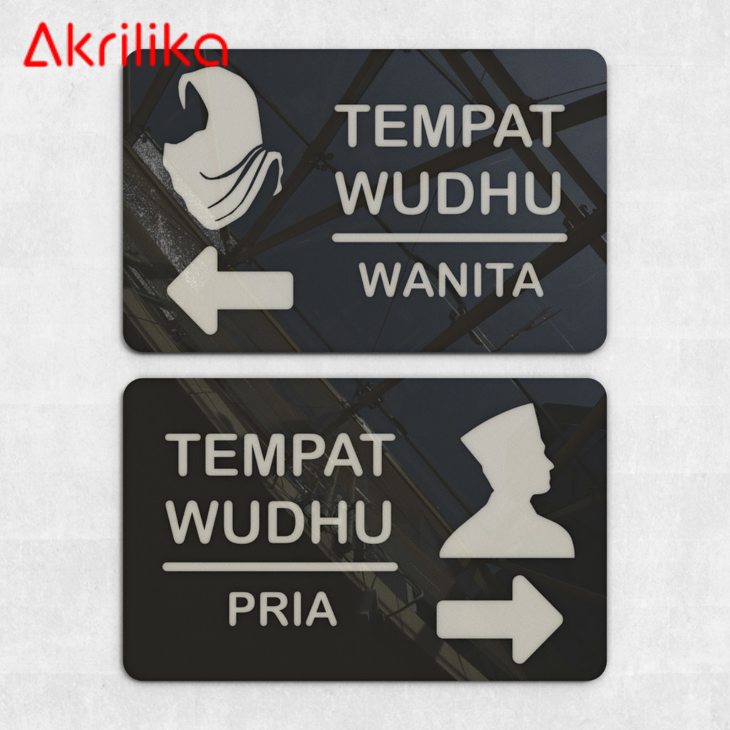 Jual AKRILIK SIGN/PETUNJUK ARAH "TEMPAT WUDHU PRIA/WANITA"20X13CM ...