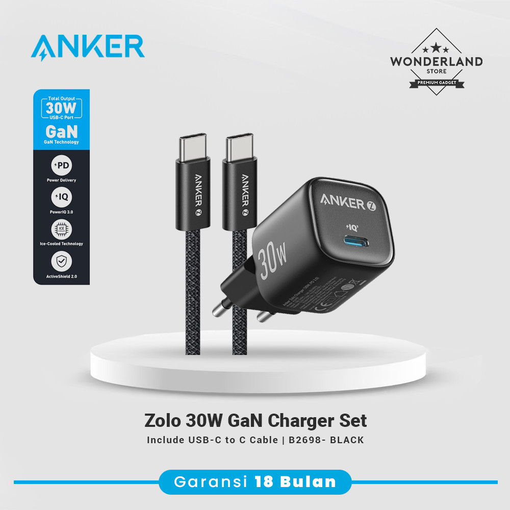 Jual Anker Zolo Charger 30W Adaptor USB-C with USB-C to USB-C 240W Cable Fast Charging PD PPS ...