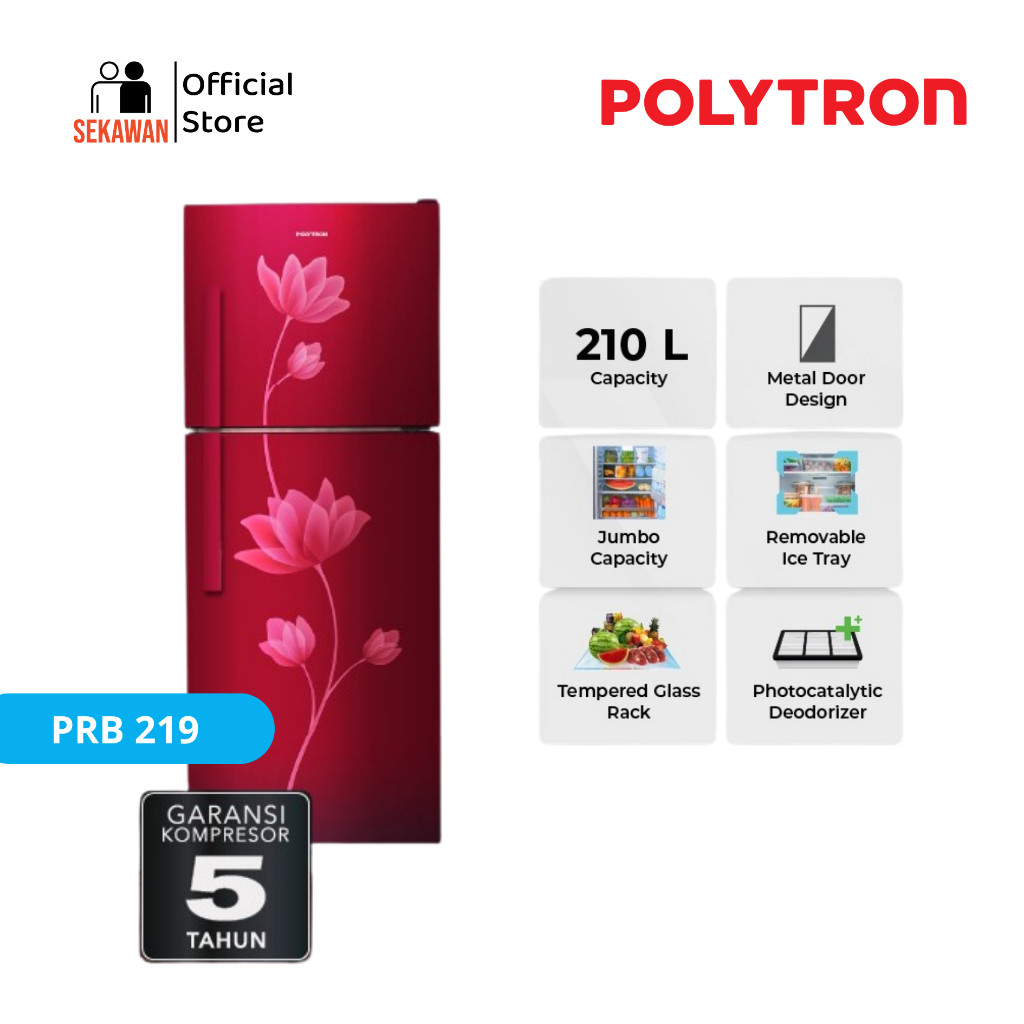 Jual POLYTRON Kulkas 2 Pintu Beauty metal door 210 liter PRB 219 ...