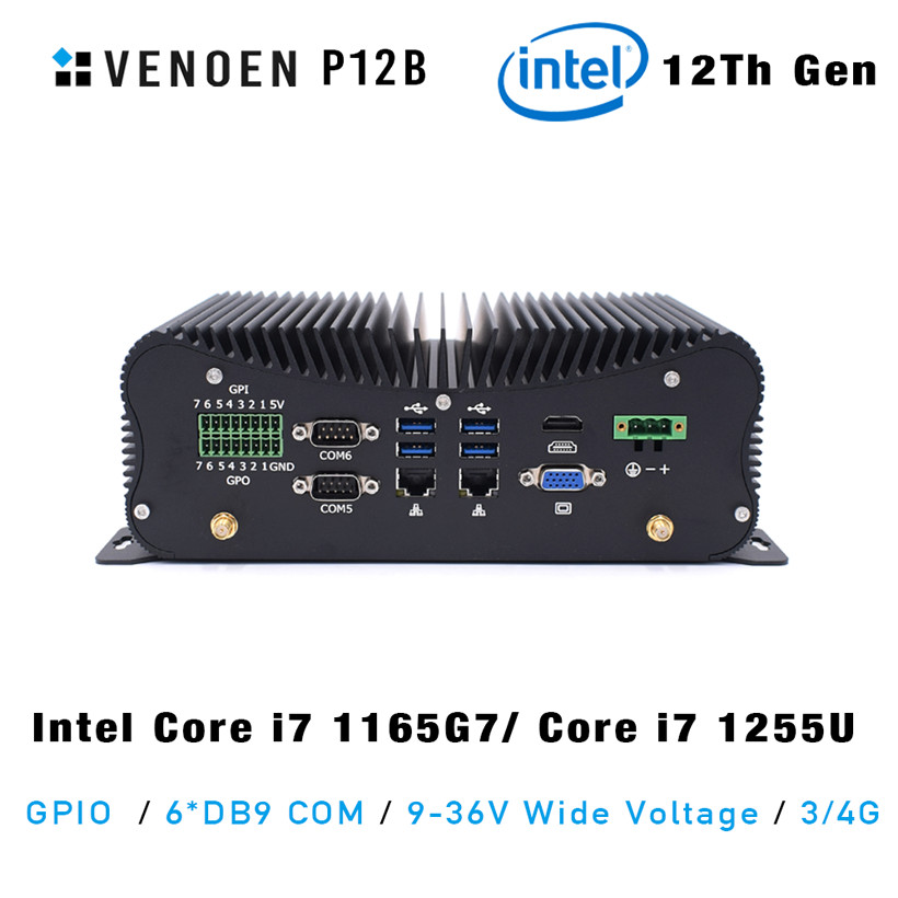 Jual DDR5 Fanless Industrial Mini PC GPIO SIM Slot i5 1235U i7 1255U Wide Voltage Power i225 ...