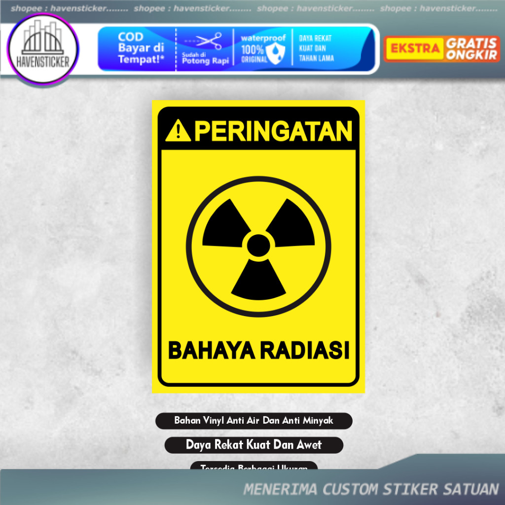 Jual Sticker Peringatan bahaya radiasi - stiker awas bahaya radiasi ...