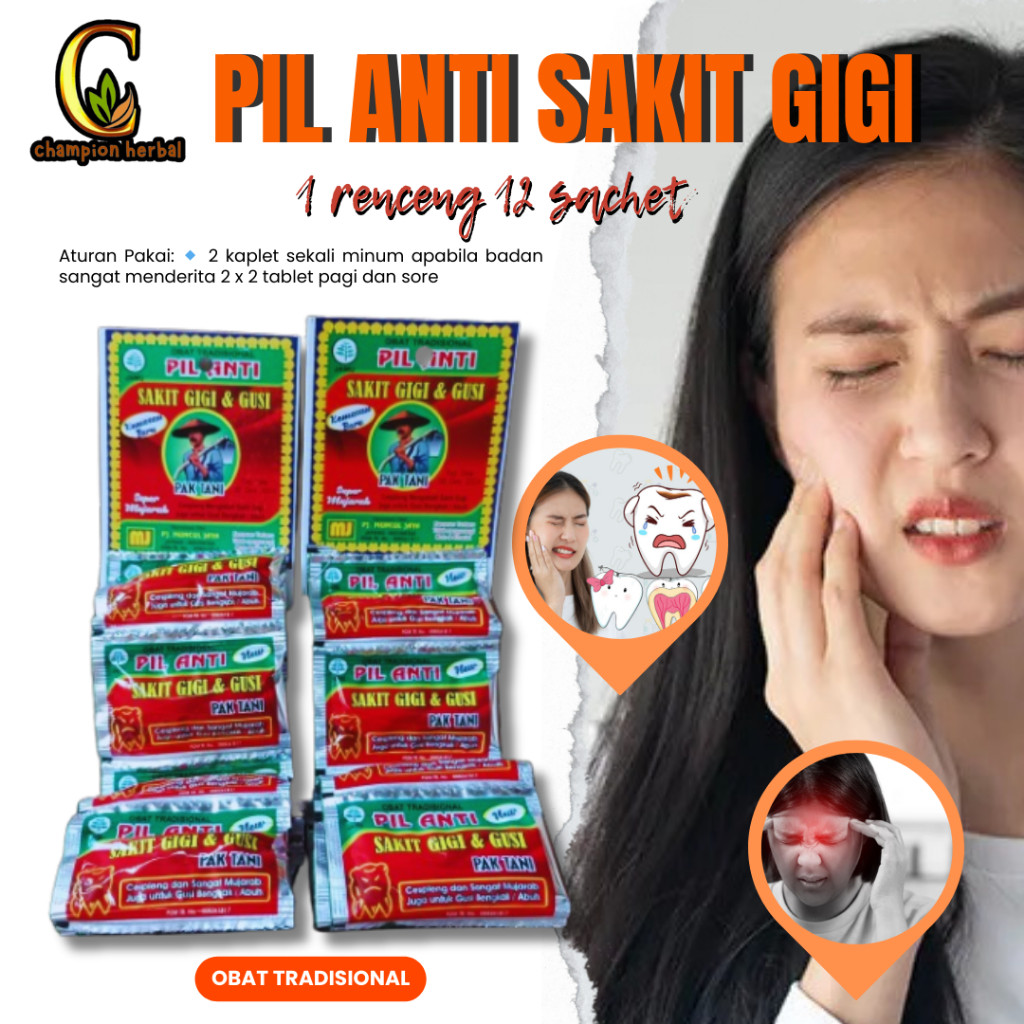 Jual BENGKEL_LAKI PAK TANI pil anti sakit gigi & gusi 1 renteng isi 12 sachet Original | Shopee ...